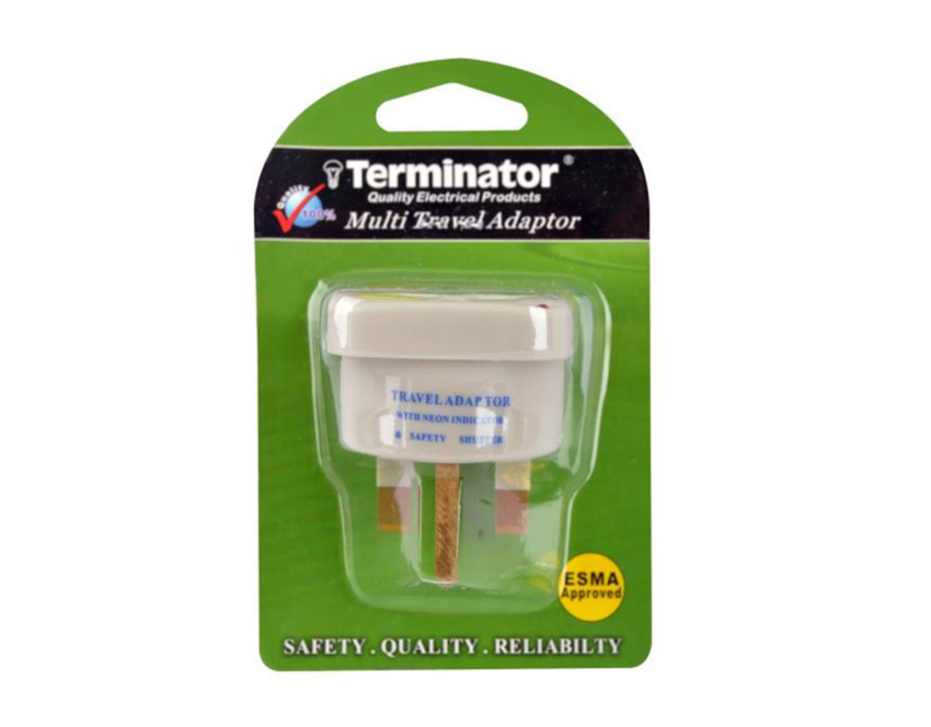 Terminator Travel Adaptor with shutter & indicator-13A plug TL 11A ...