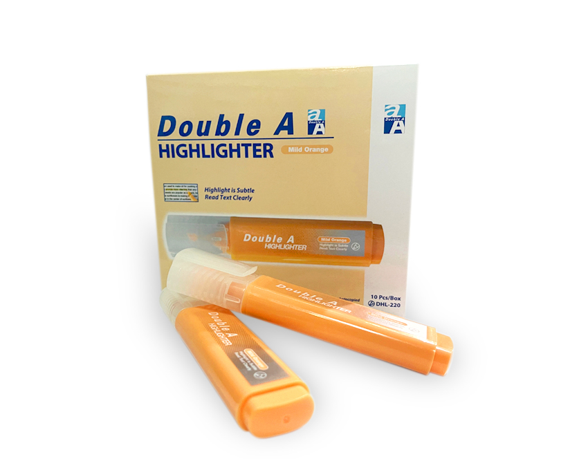 Double A Highlighter Mild Orange 10 pcs/Box | Highlighters | Office Zone